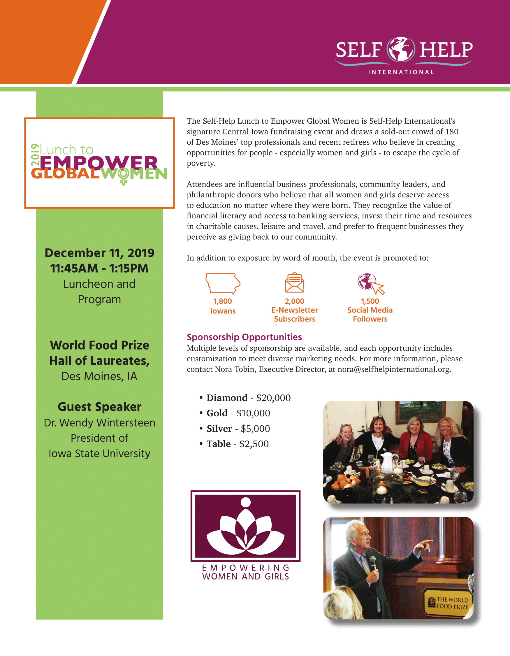 Registration Now Open: 2019 Self-Help Lunch to Empower Global Women ...